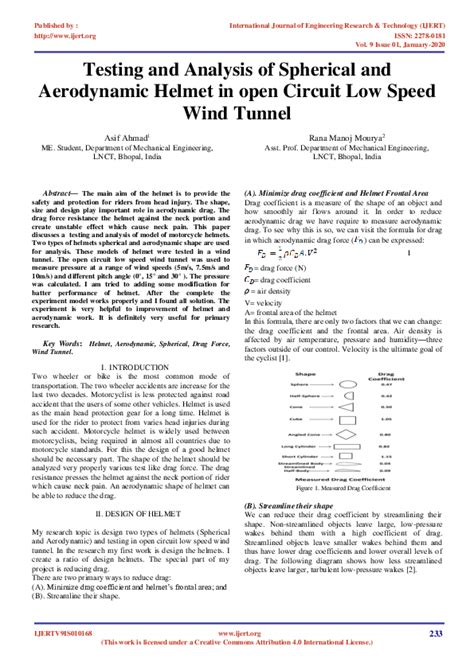 Pdf Testing And Analysis Of Spherical And Aerodynamic Helmet In Open