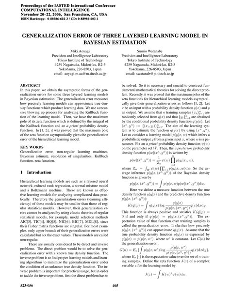 Pdf Generalization Error Of Three Layered Learning Model In Bayesian