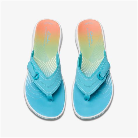 Womens Brinkley Reyna Turquoise Ombre Flat Sandals Flip Flops Sandals Clarks Uk