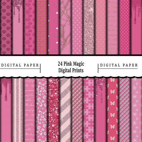 Pink Glitter Scrapbook Paper Magic Digital Patterns Digital Download