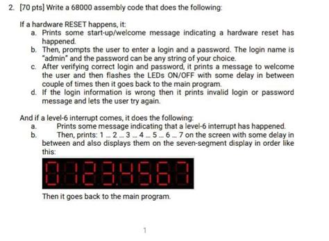 Solved 2 [70 Pts Write A 68000 Assembly Code That Does The