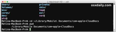 how to access icloud drive from command line in mac os