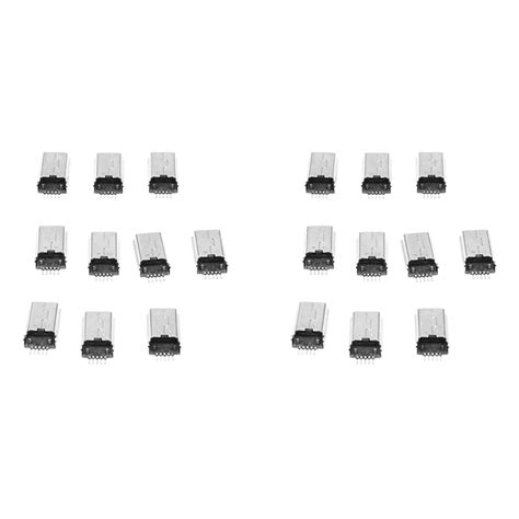 Trjgtas 20 Pcs Mini Usb Type B Plug Male 180 Degree 5 Pin Smd Smt
