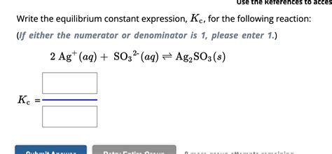 Solved Write The Equilibrium Constant Expression Kc For Chegg