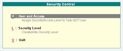 Security Configurations From Tally Server 9