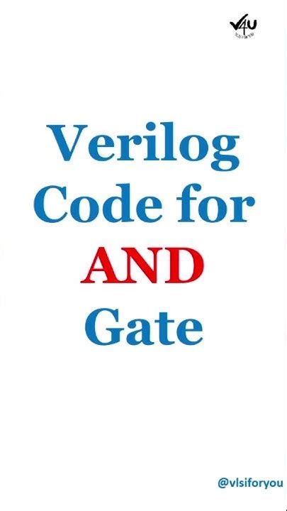 And Gate Verilog Design Code Vlsi Shorts Verilog Verilogintamil Andgate Vlsiforyou V4u