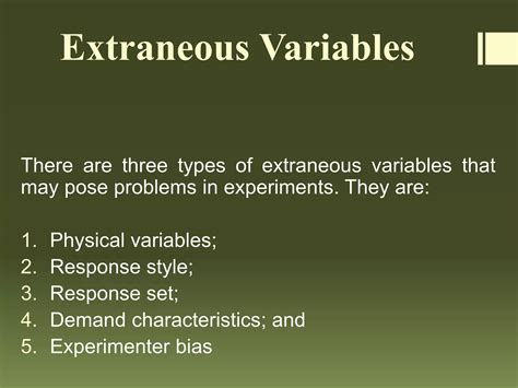 Extraneous Variables In Experiments Ppt