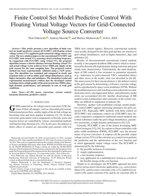 pdf finite control set model predictive control with floating virtual
