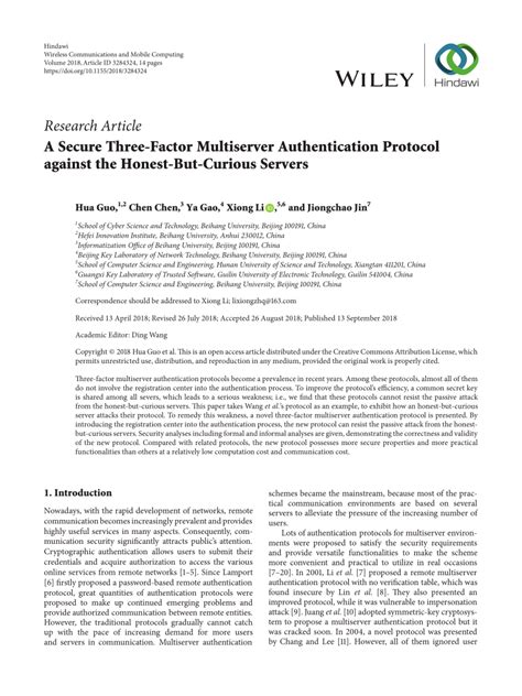 Pdf A Secure Three Factor Multiserver Authentication Protocol Against