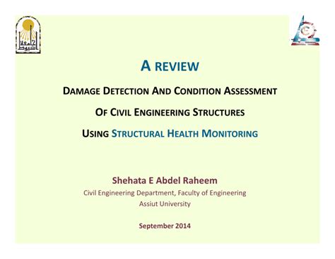 PDF DAMAGE DETECTION AND CONDITION ASSESSMENT OF CIVIL ENGINEERING STRUCTURES USING STRUCTURAL