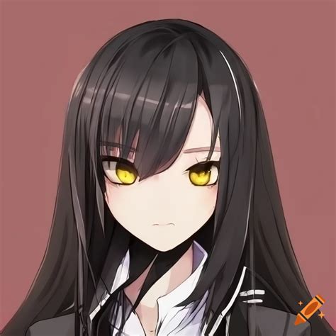 Anime Girl With Black Hair And Gold Eyes