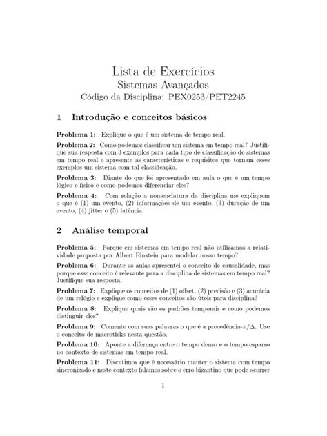 Sistemas Em Tempo Real Prova 1 Pdf