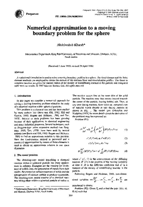 Pdf Numerical Approximation To A Moving Boundary Problem For The Sphere