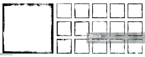 벡터 일러스트레이션 그런 지 스타일의 테두리 세트 흰색 배경에 검은 색 페인트가 튀어 나오는 더러운 프레임 소셜 네트워크 템플릿 웹 배너 블로그 게시물에 대한 디자인 요소