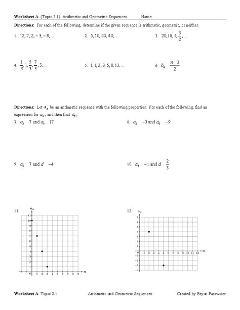 Arithmetic And Geometric Sequence Worksheet