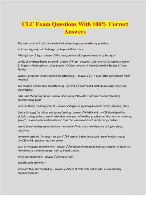clc exam questions with 100 correct answers clc stuvia us
