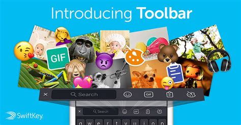 swiftkey updated with new toolbar for quick access to s emoji and