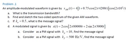 Solved Problem An Amplitude Modulated Waveform Is Given Chegg