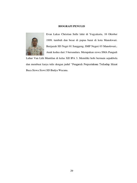 Contoh Biodata Penulis Cerpen Kunci Belajar