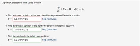 solved 1 point consider the intial value problem