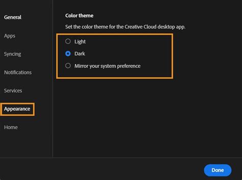 Enable Dark Mode On The Creative Cloud Desktop App