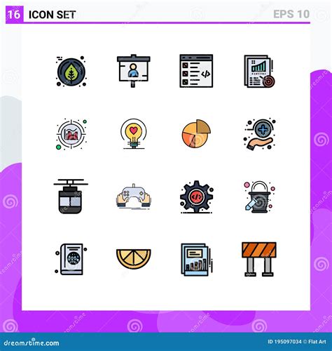 Flat Color Filled Line Pack Of 16 Universal Symbols Of Analytics Report Check Metrics List