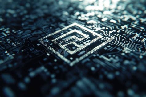 Close Up Of Semiconductor Board With Circuitry Stock Illustration