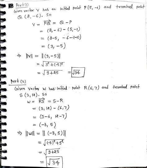 [solved] 1 vector v has an initial point p 5 1 and terminal