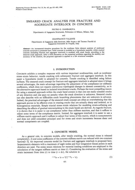 Pdf Smeared Crack Analysis For Fracture And Aggregate Interlock In Concrete
