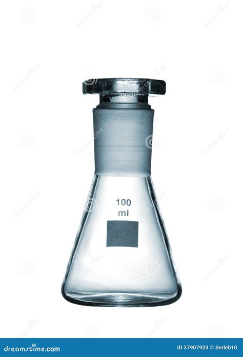 Chemical Conical Flask With A Glass Stopper Isolated On White Ba Stock Photos Image
