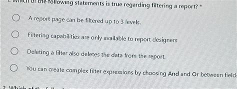 Solved The Regarding Filtering A Report NA Report Page Chegg