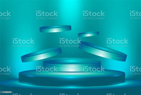 스포트 라이트와 조명 추상 라운드 연단 시상식 개념 무대 배경 벡터 일러스트 3차원 형태에 대한 스톡 벡터 아트 및 기타 이미지