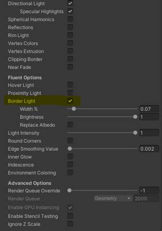 C MRTK Standard Shader Border Light Shading Off Stack Overflow