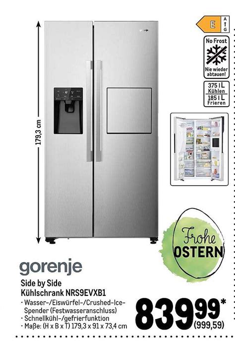 Gorenje Side-by-side Kühlschrank Nrs9evxb1 Angebot bei METRO ...
