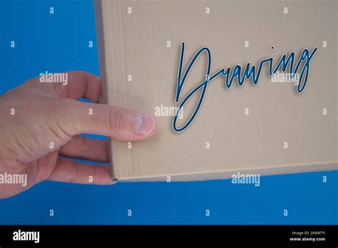Drawing Word With Cardboard Box Brown Folded Card Box Stock Photo Alamy