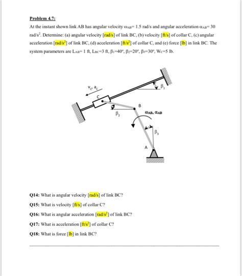 Solved Problem At The Instant Shown Link AB Has Angular Chegg Com