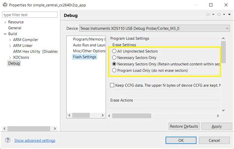 CCS CC R F Building Firmware That Excludes Over Writing The SNV Parts Of Flash XE Etc