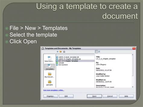 Libre Office Writer Lesson Working With Tables And Templates PPTX