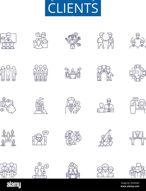 Clients Line Icons Signs Set Design Collection Of Customers Patrons Consumers Clients