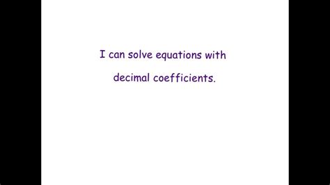 Decimal Coefficients Youtube