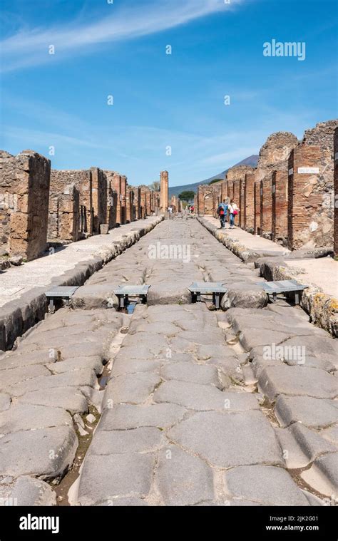 A Crosswalk Of A Typical Roman Road In The Ancient City Of Pompeii