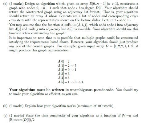 Solved A 5 Marks Design An Algorithm Which Given An