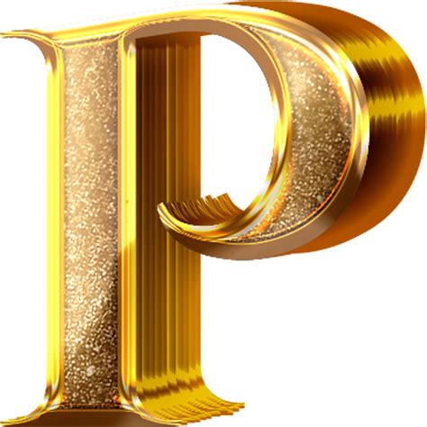D Gold Effect Letter P PNG