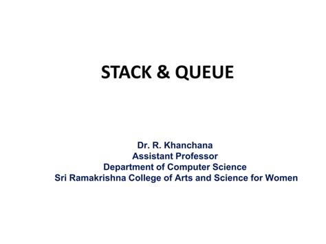Unit I Data Structures Stack And Queue Pptx