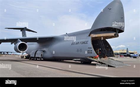 A Us Air Force C 5 Galaxy Cargo Plane On A Runway At Macdill Air