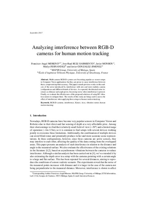Pdf Analyzing Interference Between Rgb D Cameras For Human Motion Tracking