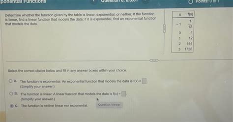 Solved Eponential Functions Determine Whether The Function Chegg