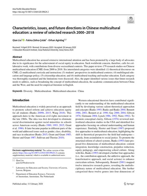 Characteristics Issues And Future Directions In Chinese Multicultural Education A Review Of