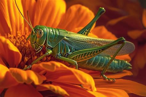 Grasshopper Body Rich Jade Green Premium Ai Generated Image