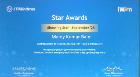 Maloy Kumar Bain On Linkedin Thanks Ltimindtree For The Recognition